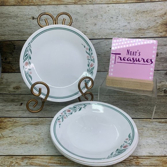 Corelle | Dining | Corelle By Corning Rosemarie Mauve Flower Green ...